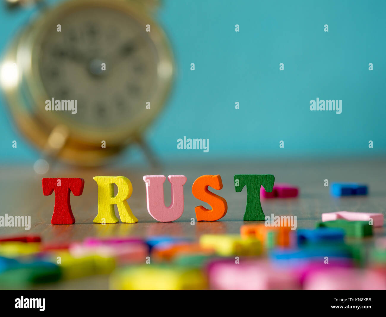 Trust. English alphabet made of wooden letter color. Alphabet trust on ...