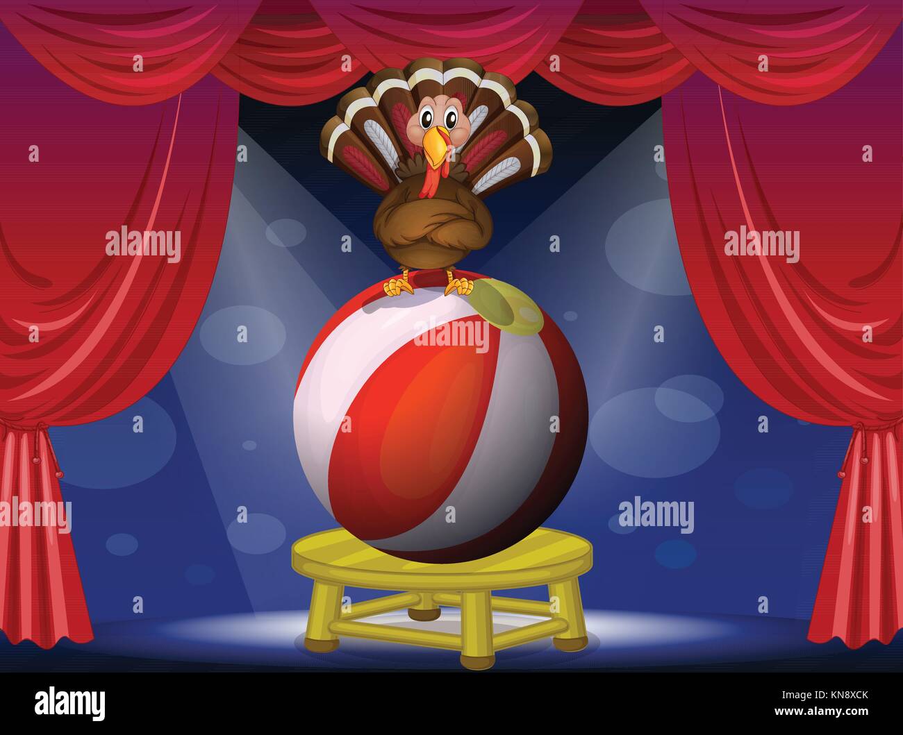 Illustration of a bird standing on a ball in a circus Stock Vector ...
