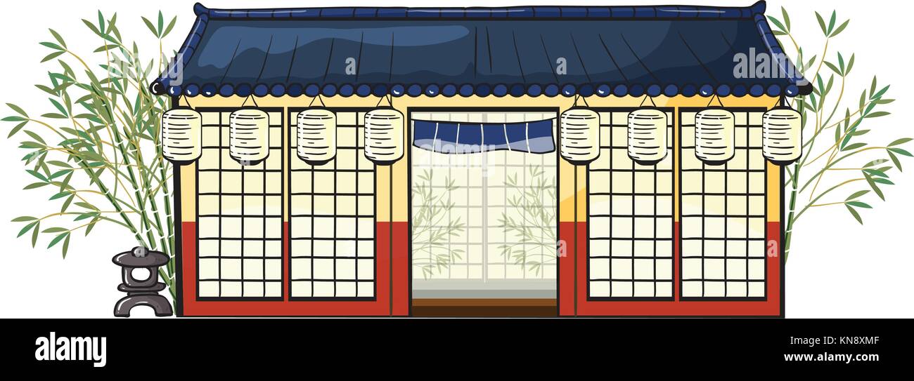 illustration of an asian house on a white background Stock Vector Image ...