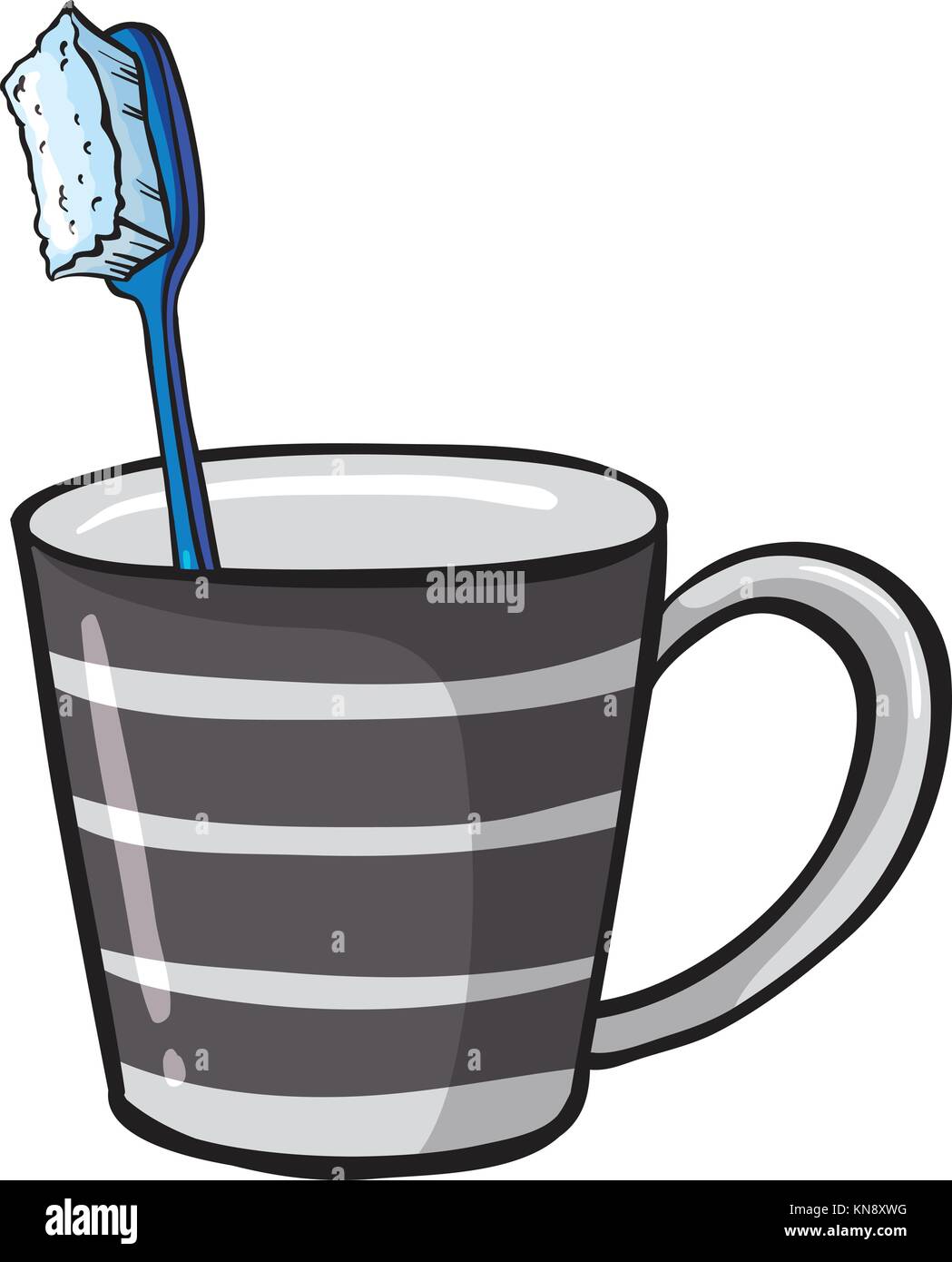 Illustration of a toothbrush and a cup on a white background Stock ...