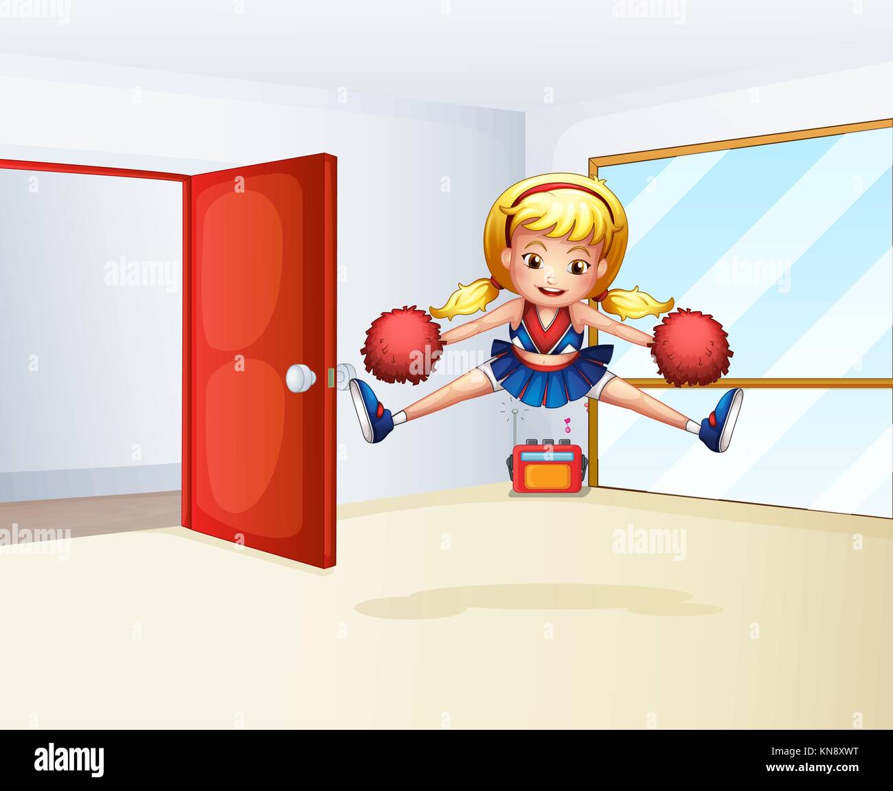 Illustration of a girl dancing in a room Stock Vector Image & Art - Alamy