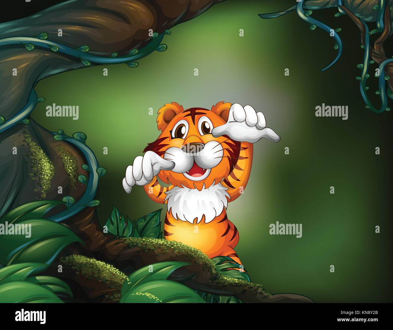 Illustration of a tiger in a scary forest Stock Vector Image & Art - Alamy