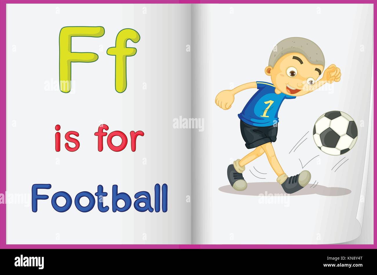 Illustration of football in a book on a white background Stock Vector ...