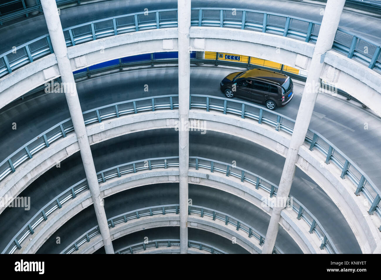 Car driving in multi storey car park Stock Photo - Alamy