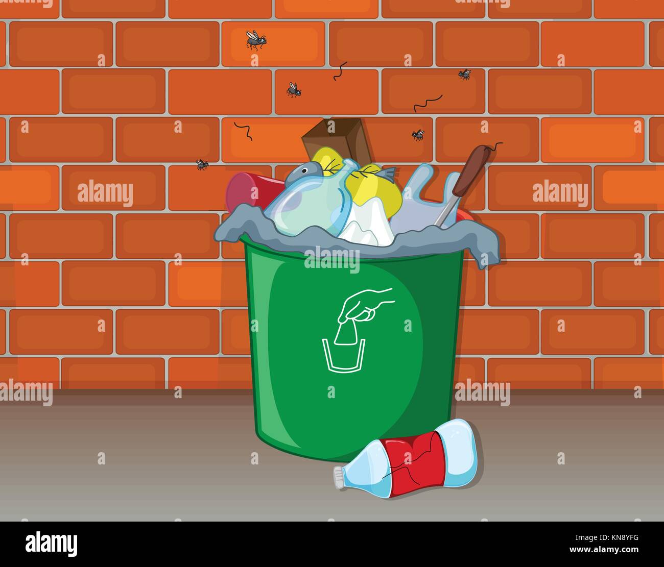 Illustration of a dustbin in front of a wall Stock Vector Image & Art ...
