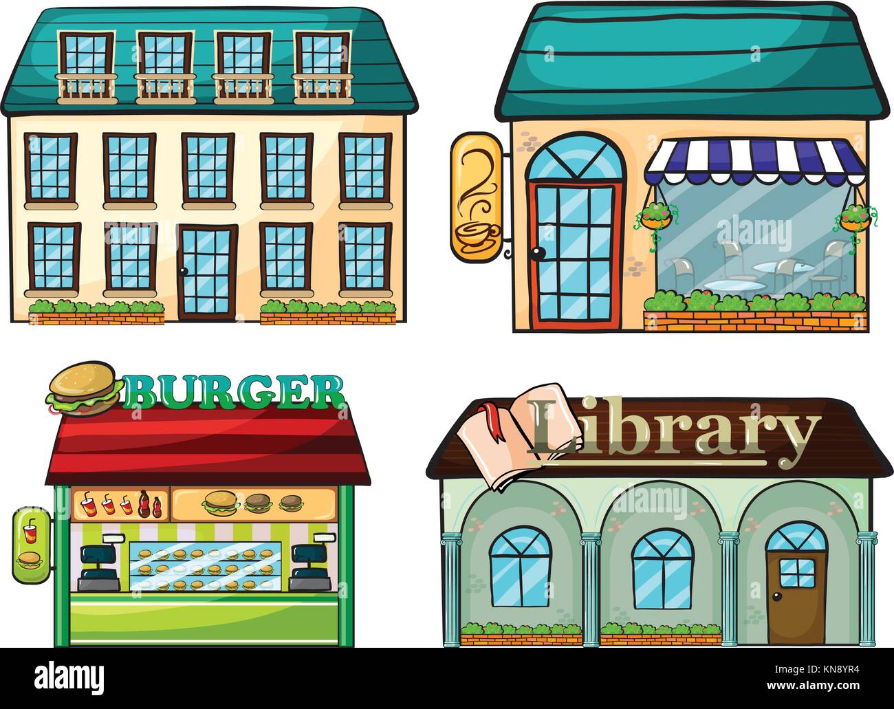 Illustration of a set of shops Stock Vector Image & Art - Alamy