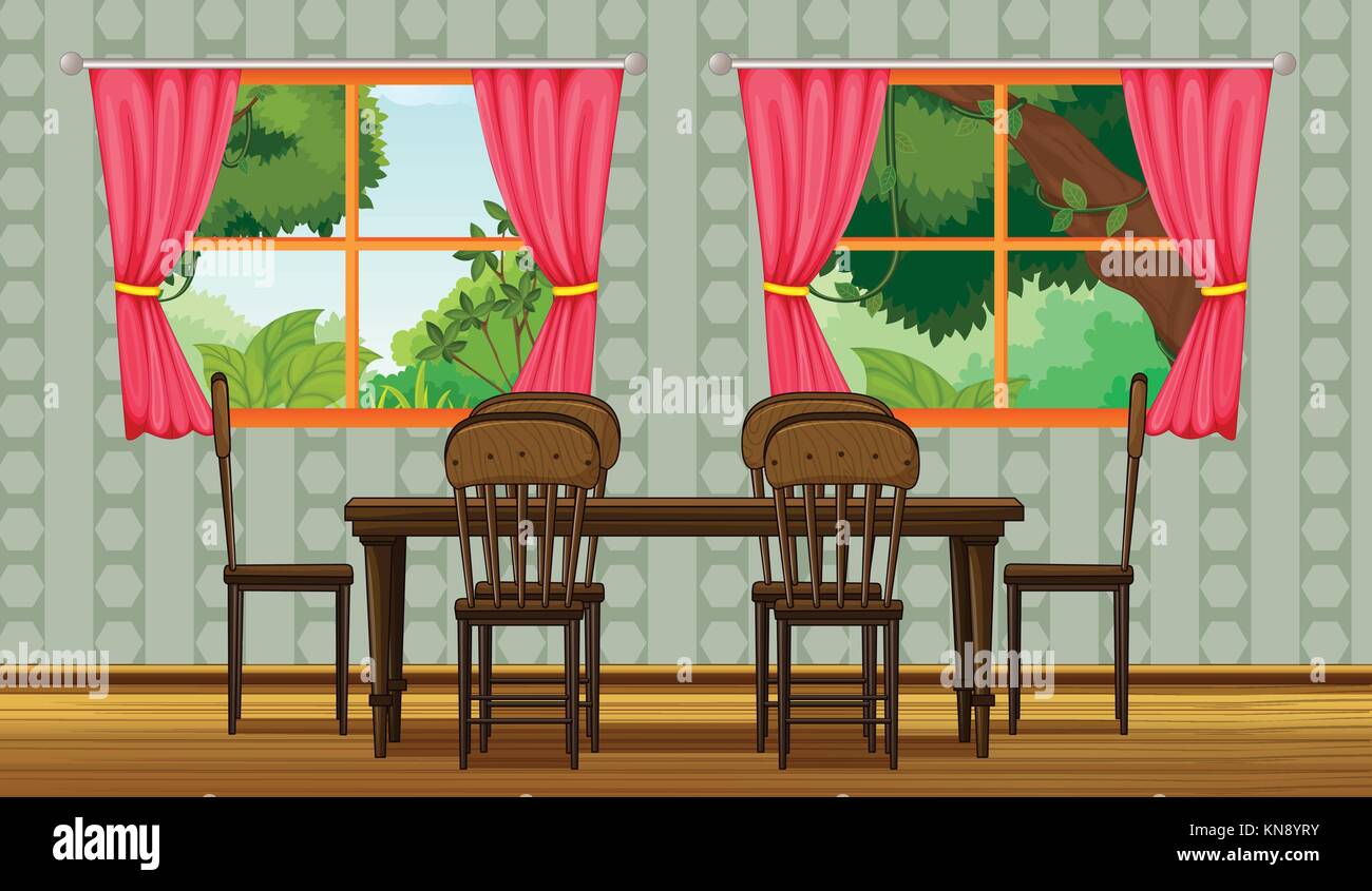 Illustration of a colorful dining room Stock Vector Image & Art - Alamy