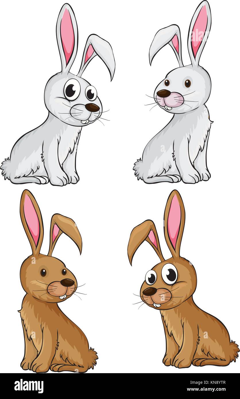 Illustration of four rabbits on a white background Stock Vector Image ...