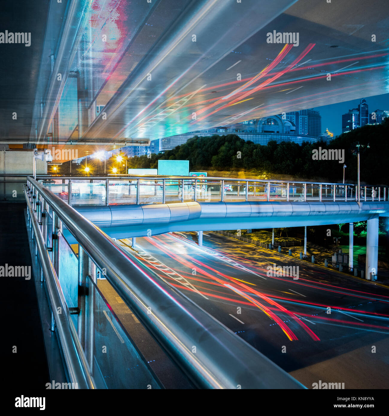 traffic light trails at Night in Shenzhen, China Stock Photo - Alamy