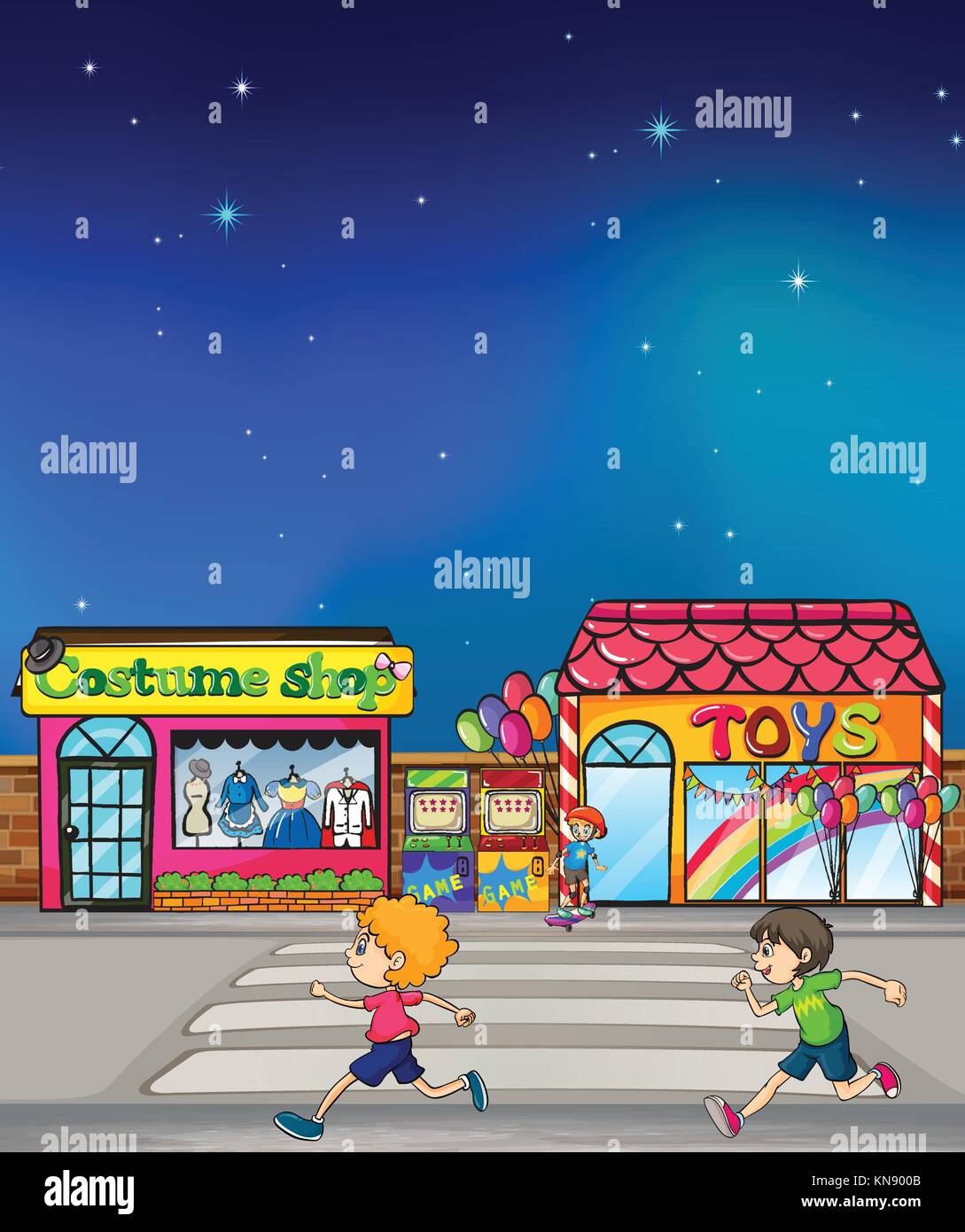 Illustration of kids running in the street Stock Vector Image & Art - Alamy