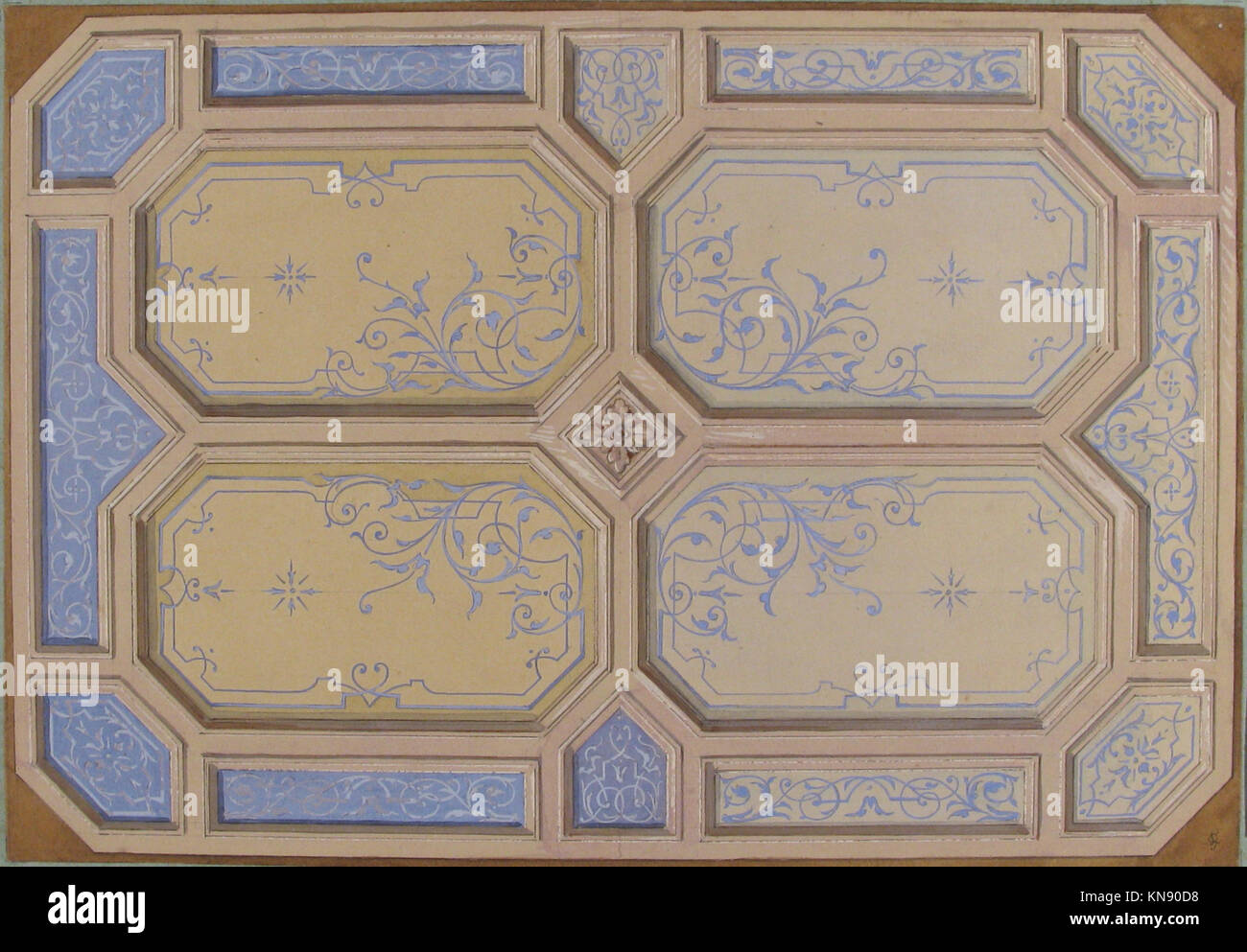 A proposed ceiling design featuring intricate classical ornamentation ...