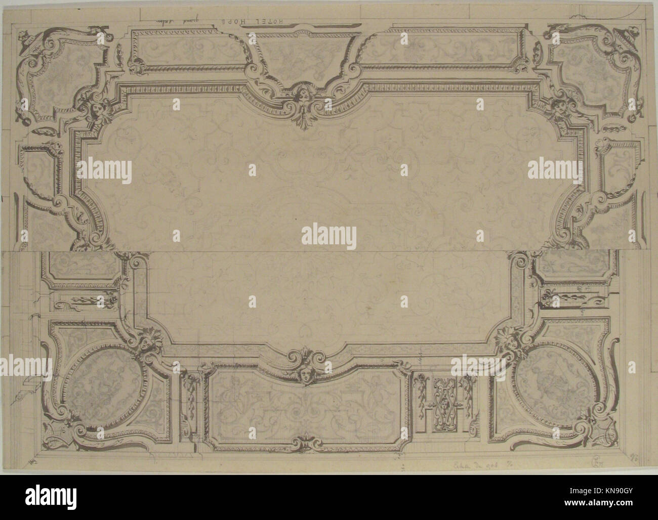 This is a design for a grand salon ceiling, identified by HC3B4tel Hope ...