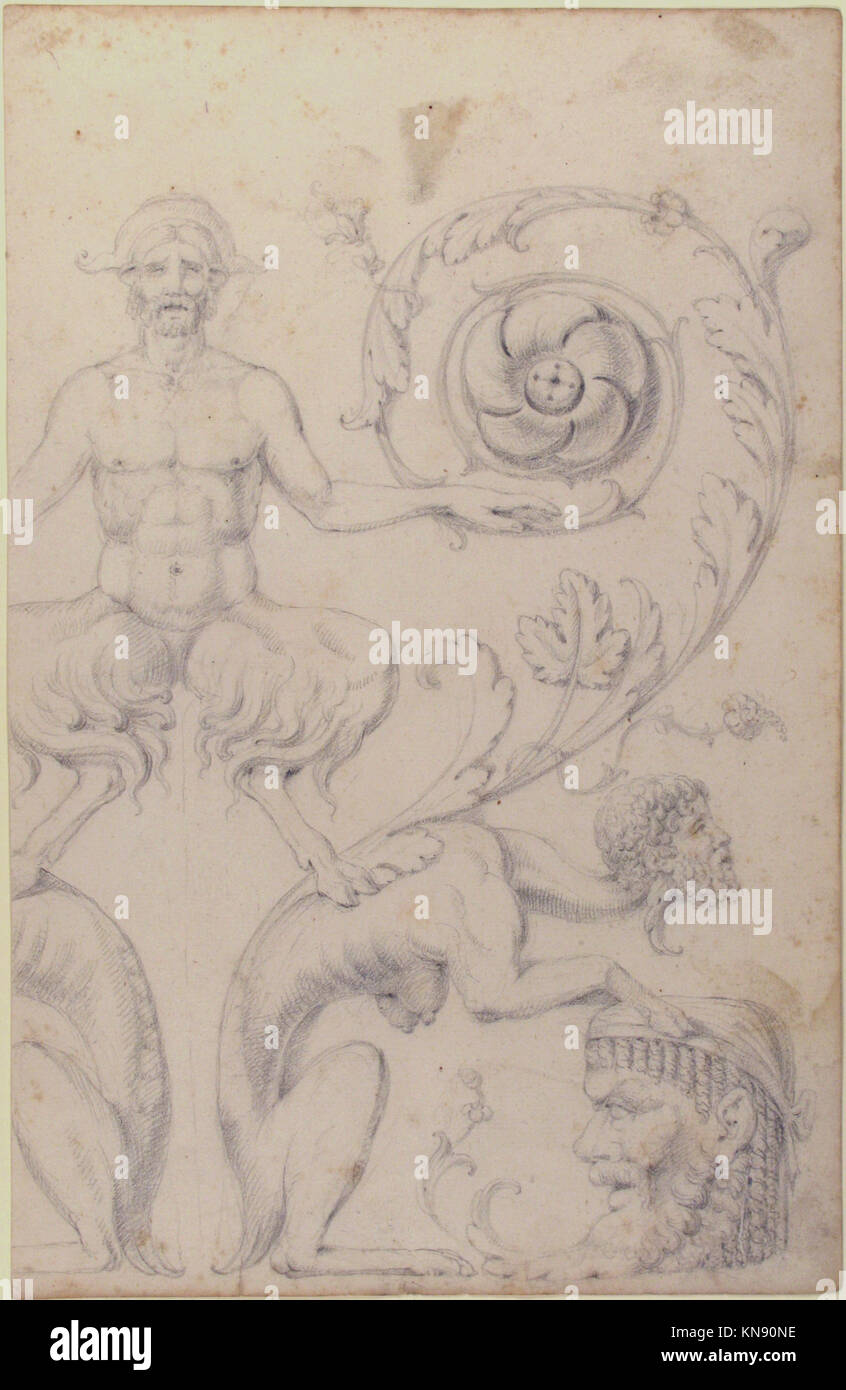 This drawing depicts a grotesque decorative design inspired by a 16th ...