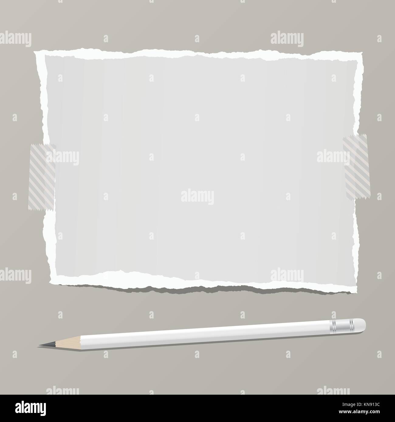 Ripped blank note, notebook paper for text or message stuck with sticky ...