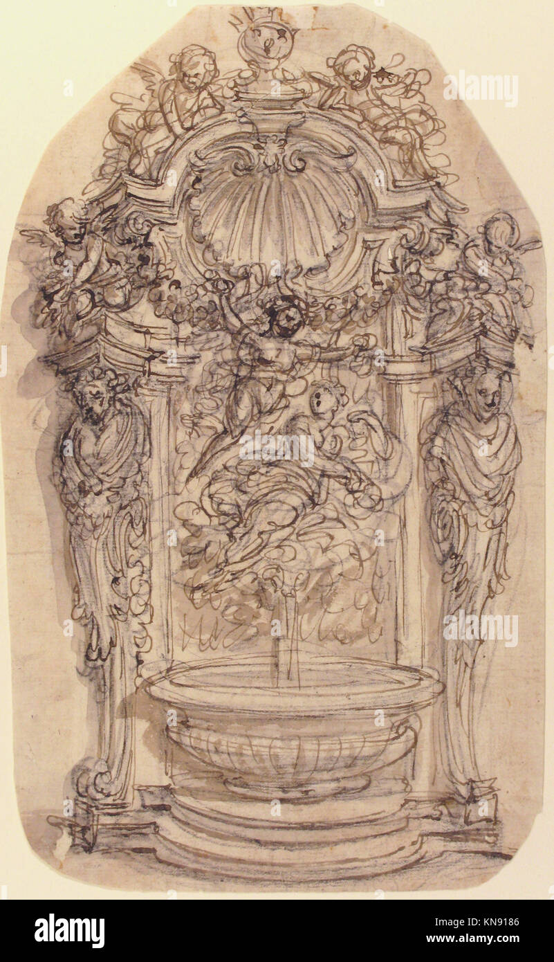 This design for a fountain, flanked by terms, is a striking example of ...