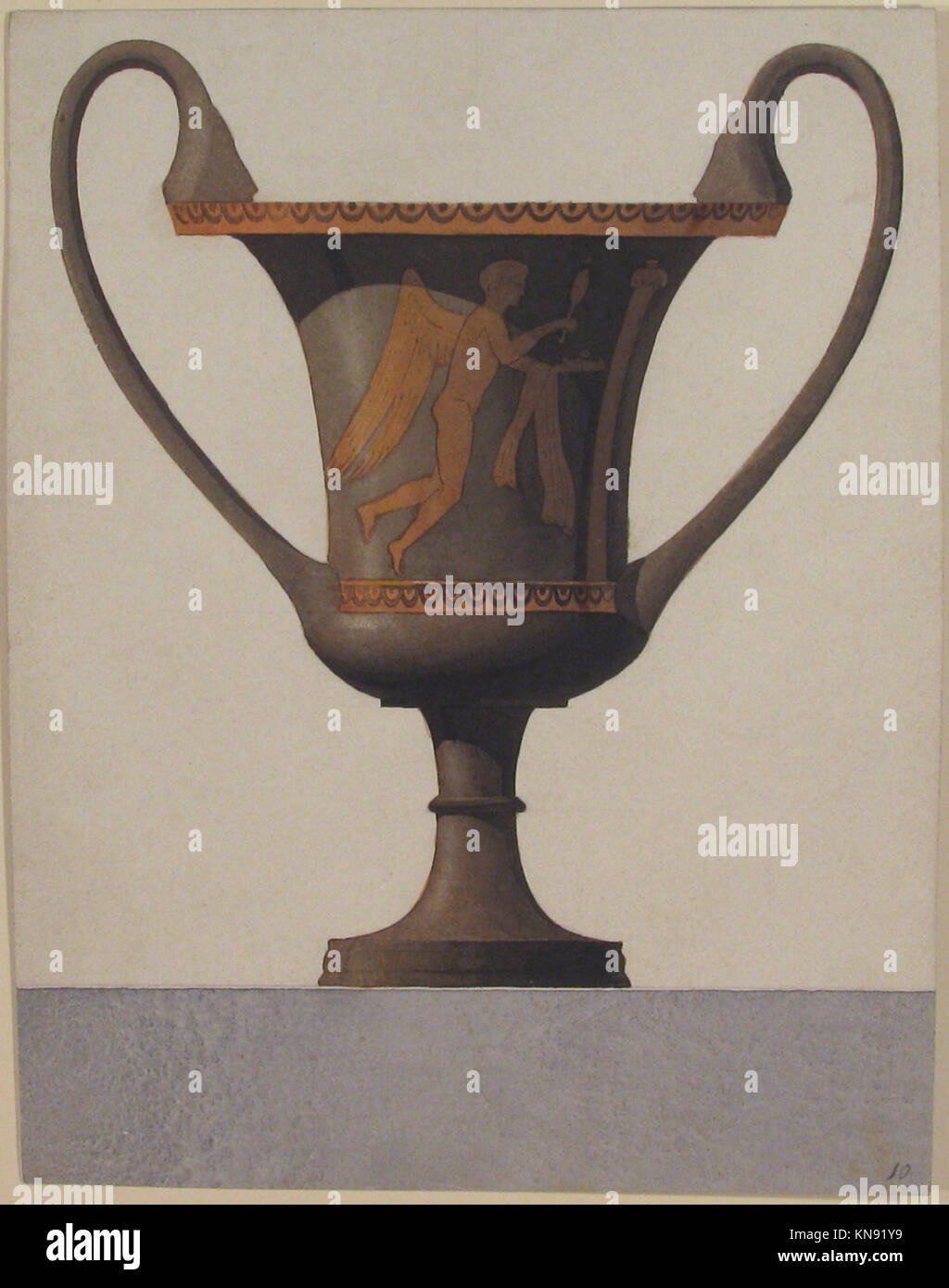 A Greek vase depicting the god Eros, the personification of love, shown ...