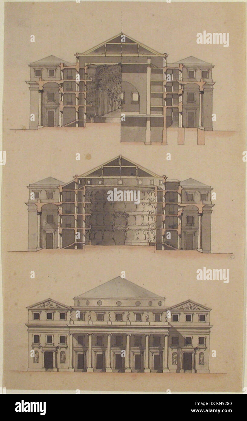 Design for a theater showing architectural and artistic elements for a ...