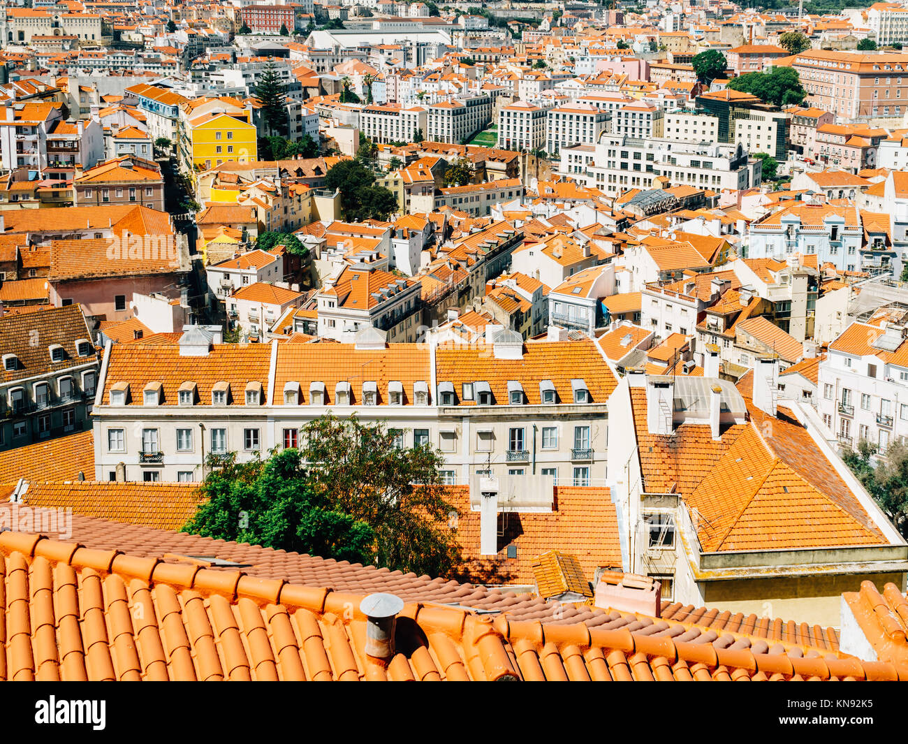 Aerial View Of Lisbon City Home Rooftops In Portugal Stock Photo - Alamy