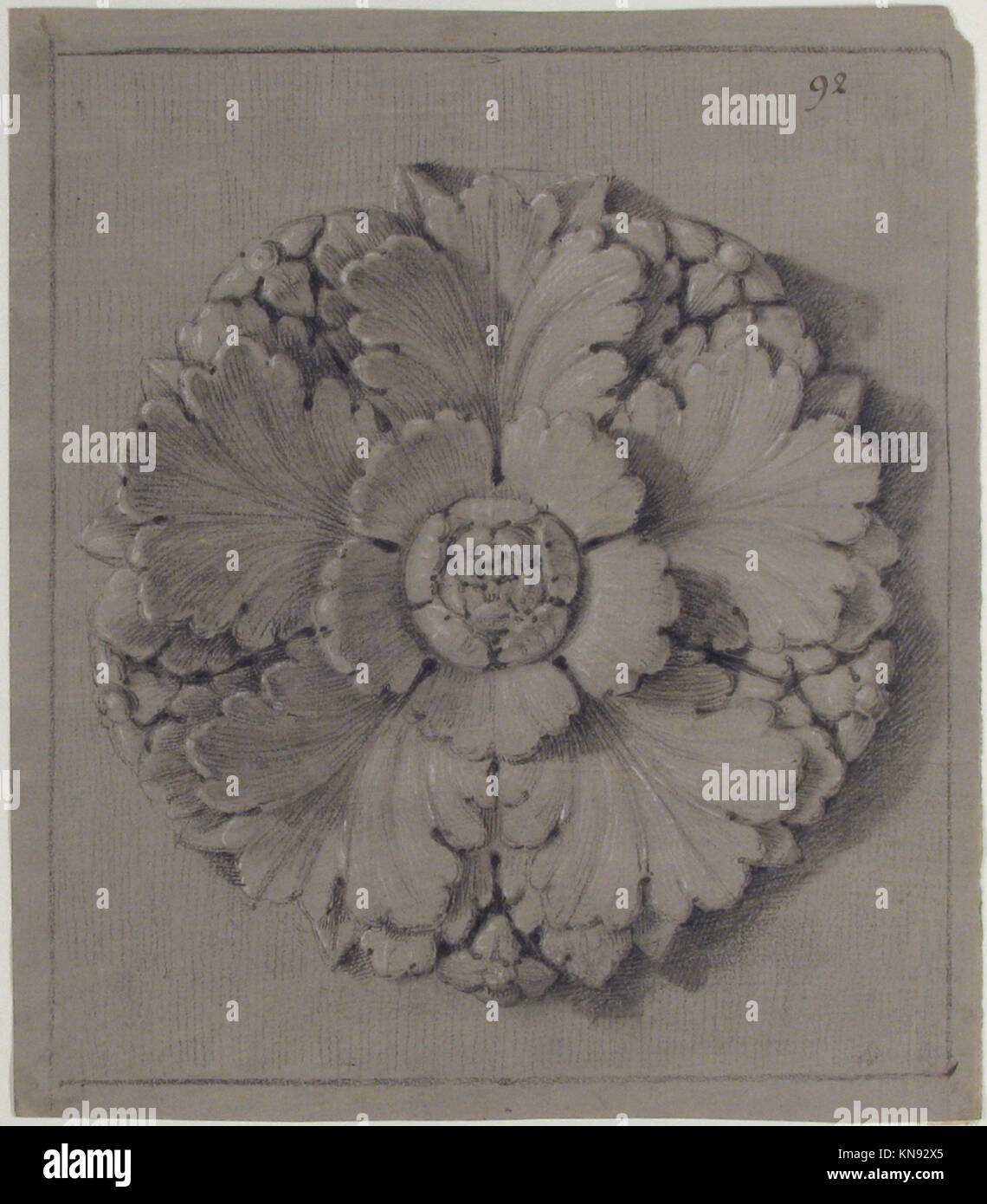 This design for a rosette relief showcases intricate decorative ...