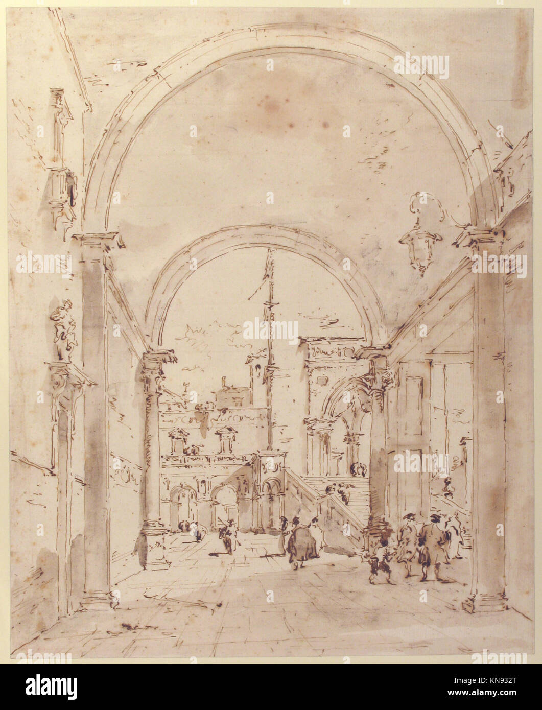 This architectural capriccio, titled *Grand Staircase Seen through an ...
