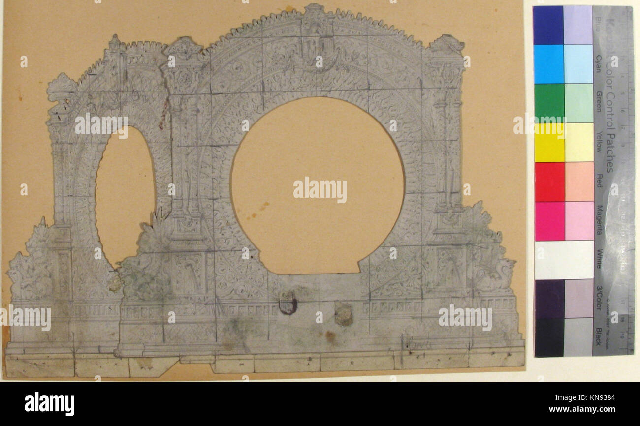 This design illustrates a stage set for an opera performance in Paris ...