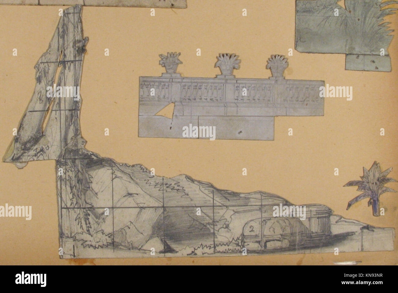 A design for a stage set at the Opera in Paris, showcasing theatrical ...