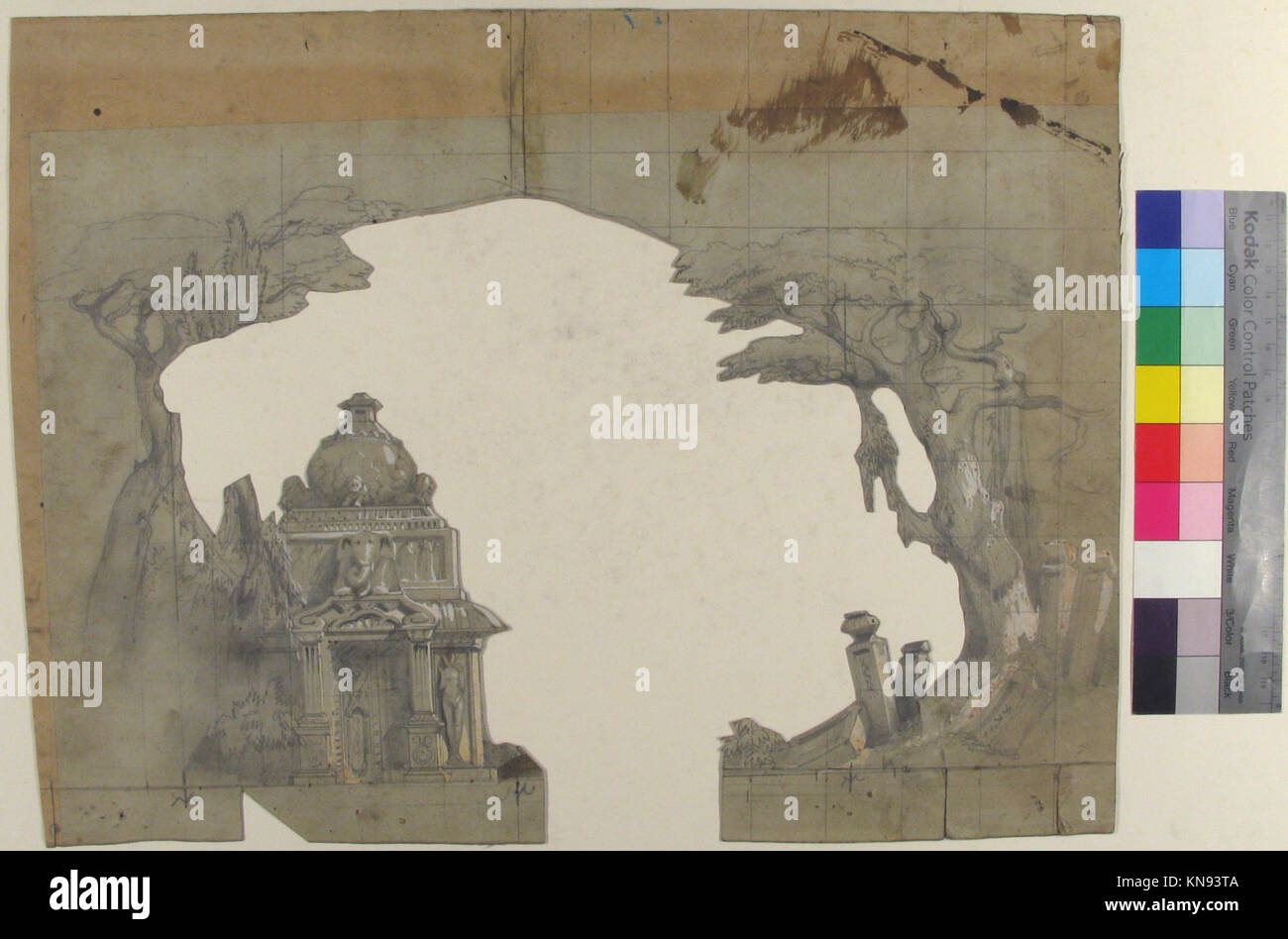 This design for a stage set at the OpÃ©ra in Paris reflects the ...