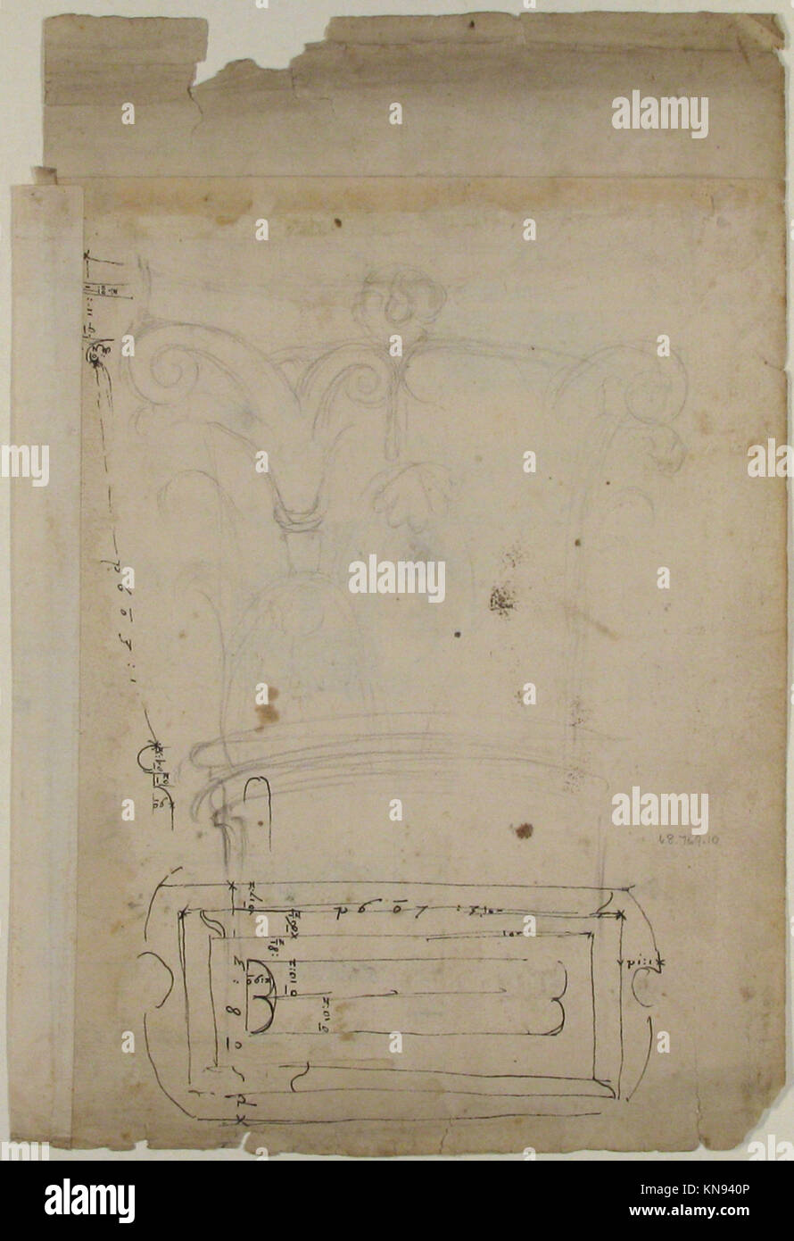 Forum of Nerva, entablature, elevation; cornice, elevation (recto ...