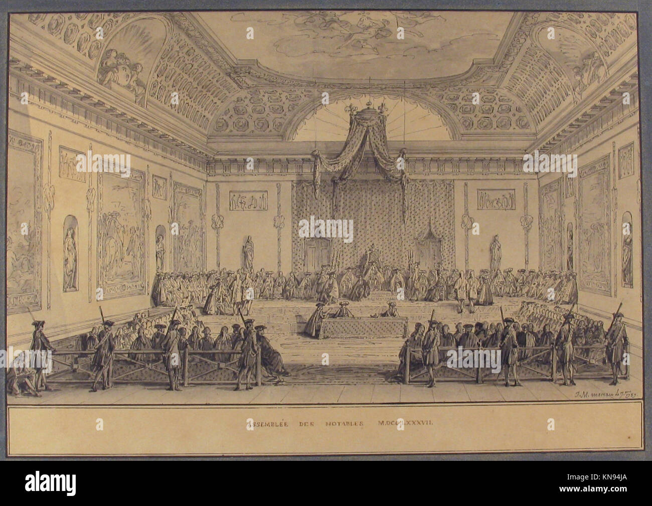 The 1787 painting depicts the Assemblée des Notables at Versailles ...