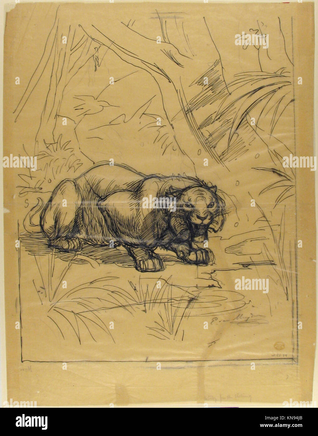 A sculpture of a crouching tiger in the collection of the Metropolitan ...