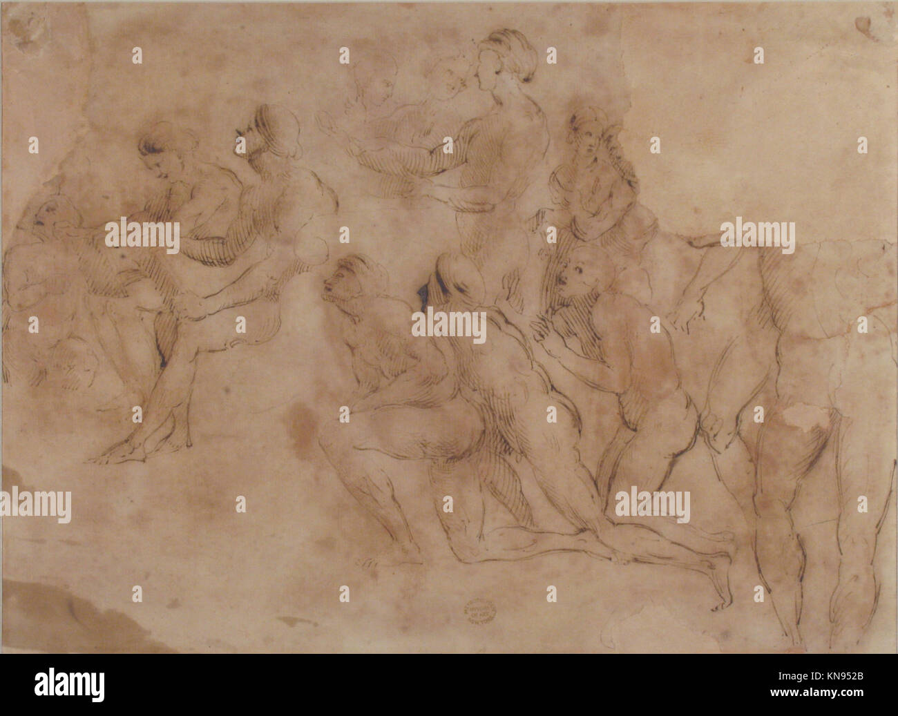 These figure studies after Raphael's 'Disputa' explore human anatomy ...