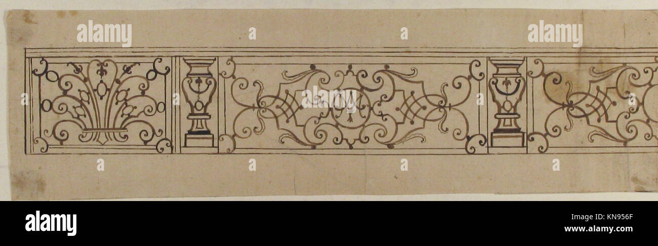 A detailed design for an iron railing, illustrating the craftsmanship ...