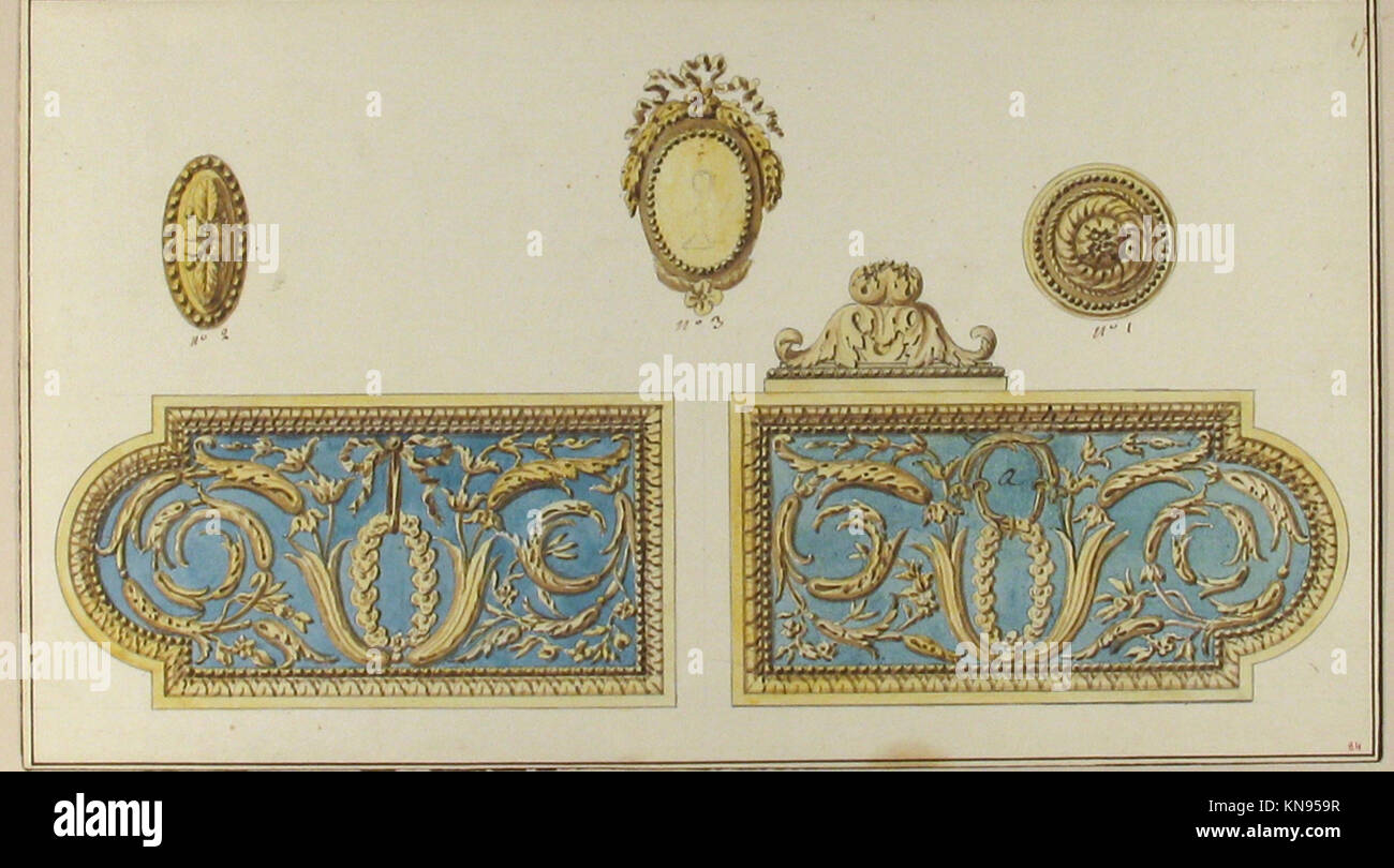 A collection of designs for door hardware, illustrating the functional ...