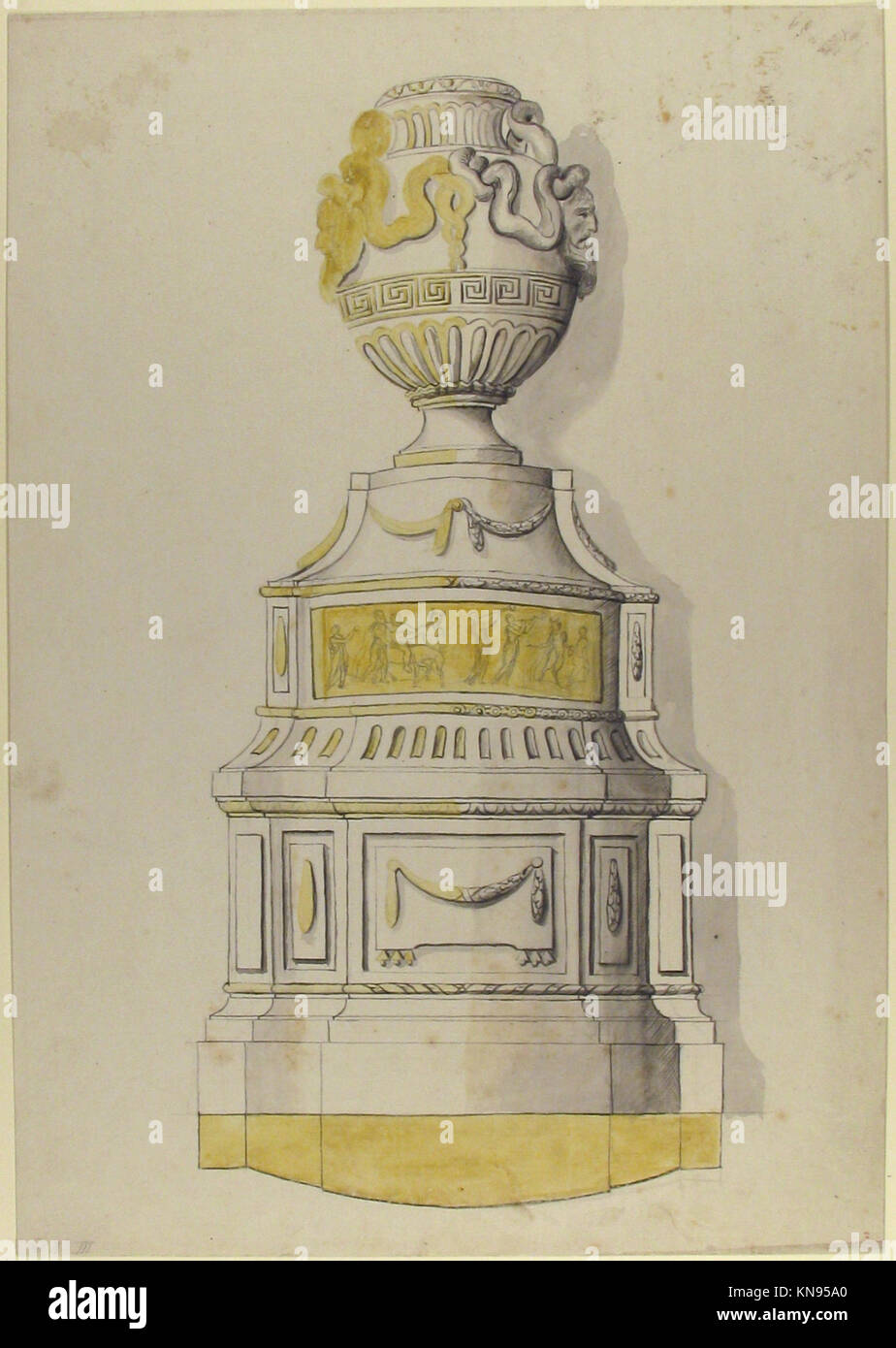 A design illustration for an urn, created in the classical style. The ...
