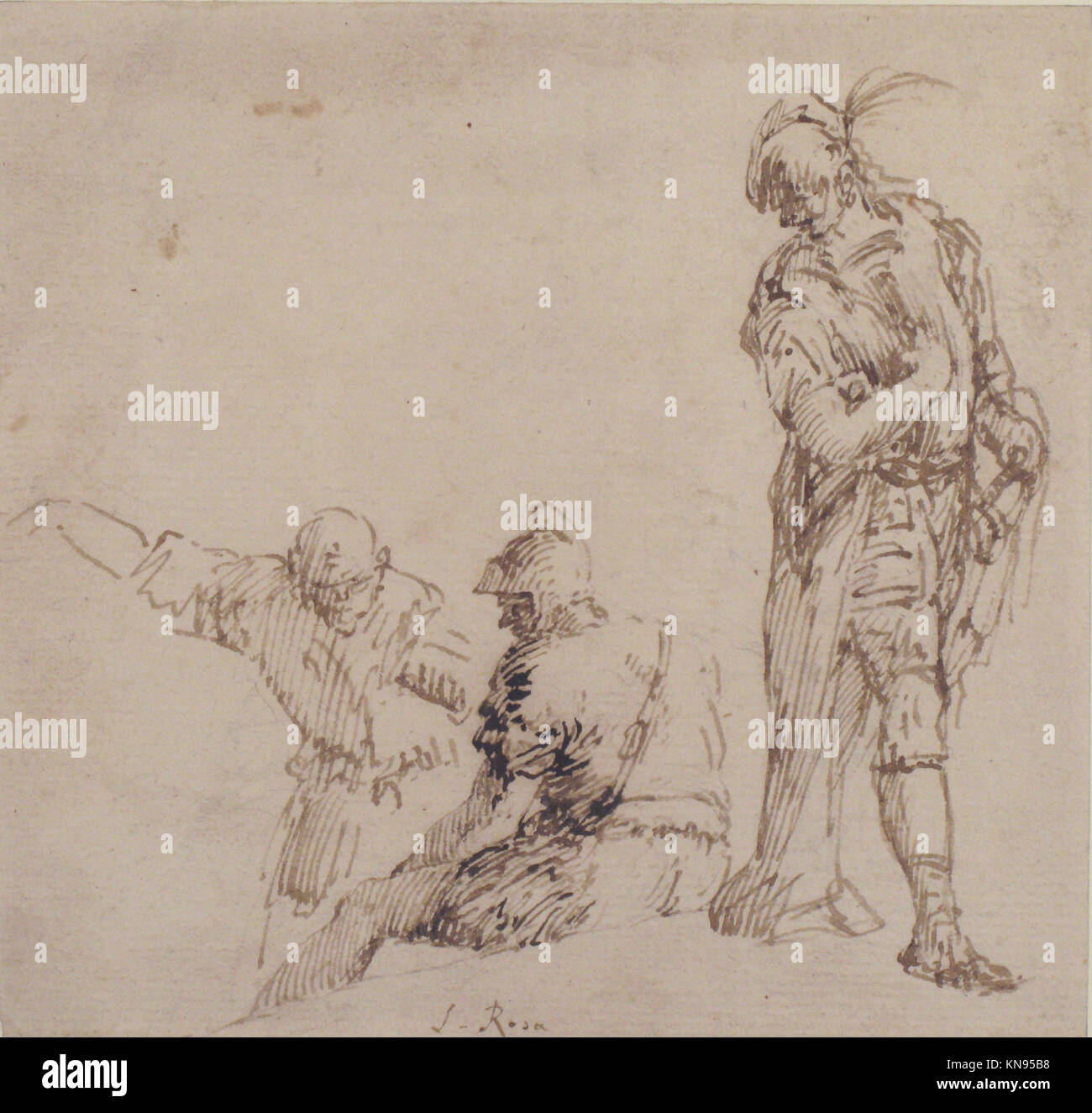 These figure studies depict seated and standing men, providing insight ...