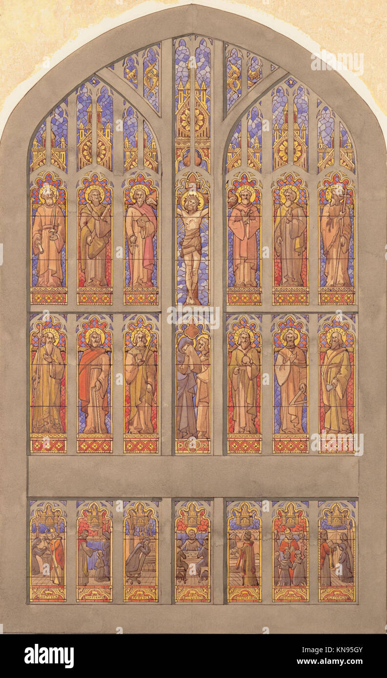 A design for a seven lancet window, showcasing the architectural and ...