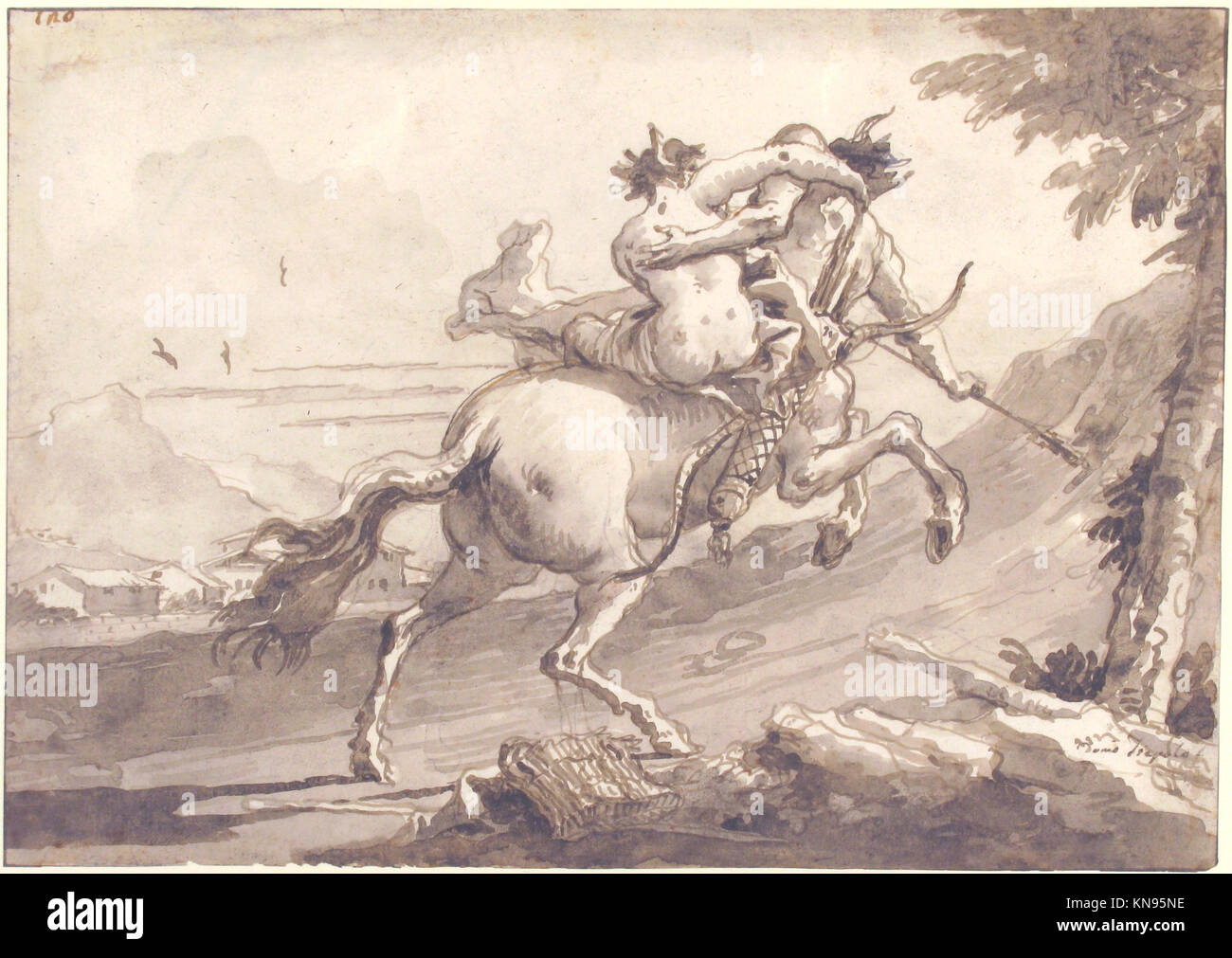 This sculpture captures the dramatic scene of a centaur abducting a ...