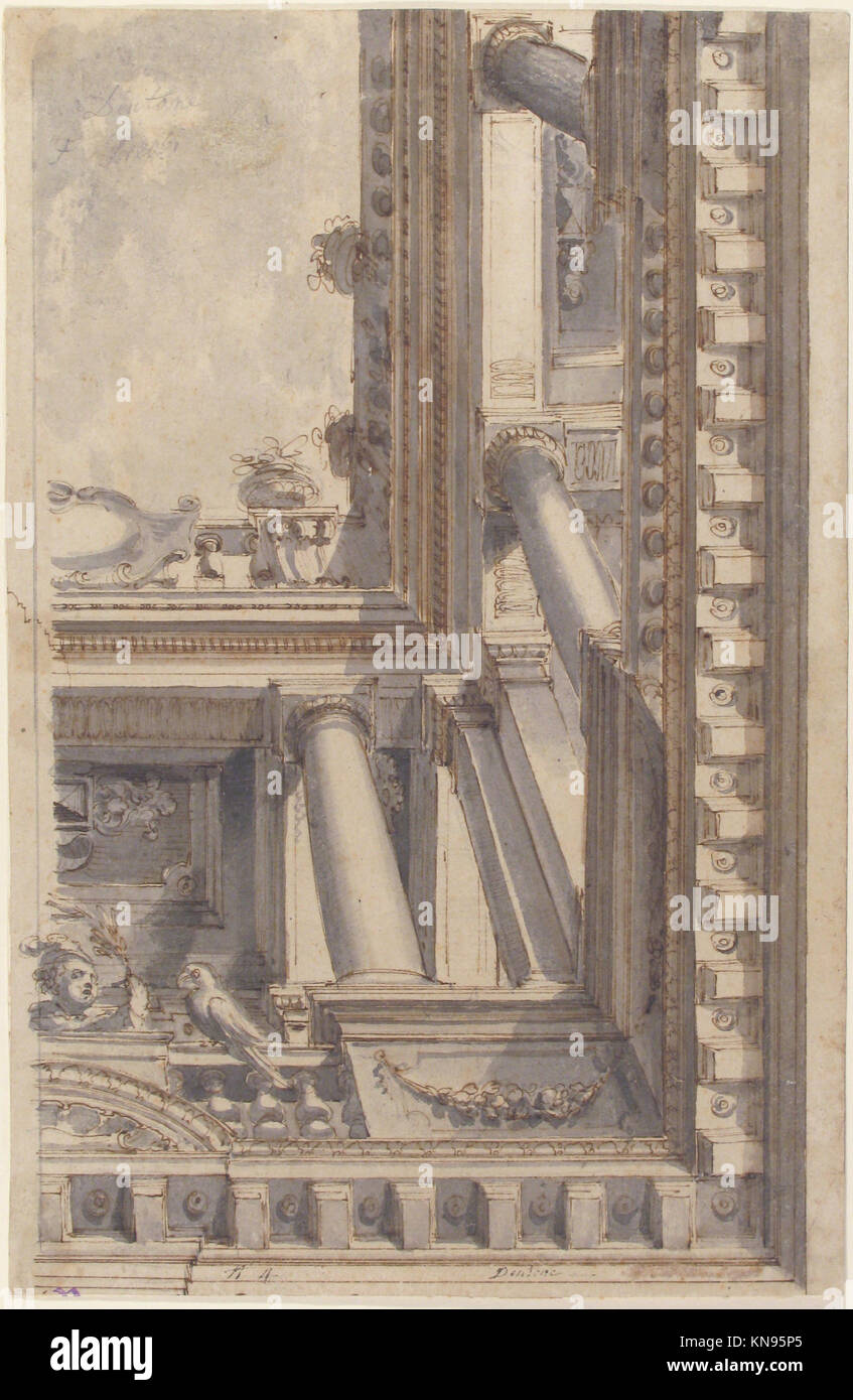 This design shows a trompe l'oeil ceiling with a loggia, using artistic ...