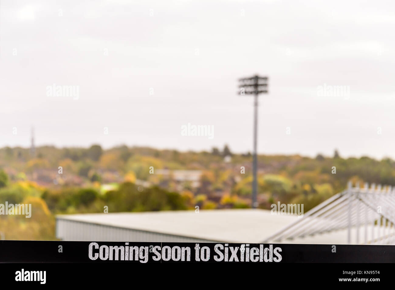 Day View of Coming Soon In Sixfields Sign Over Northampton Cobblers ...