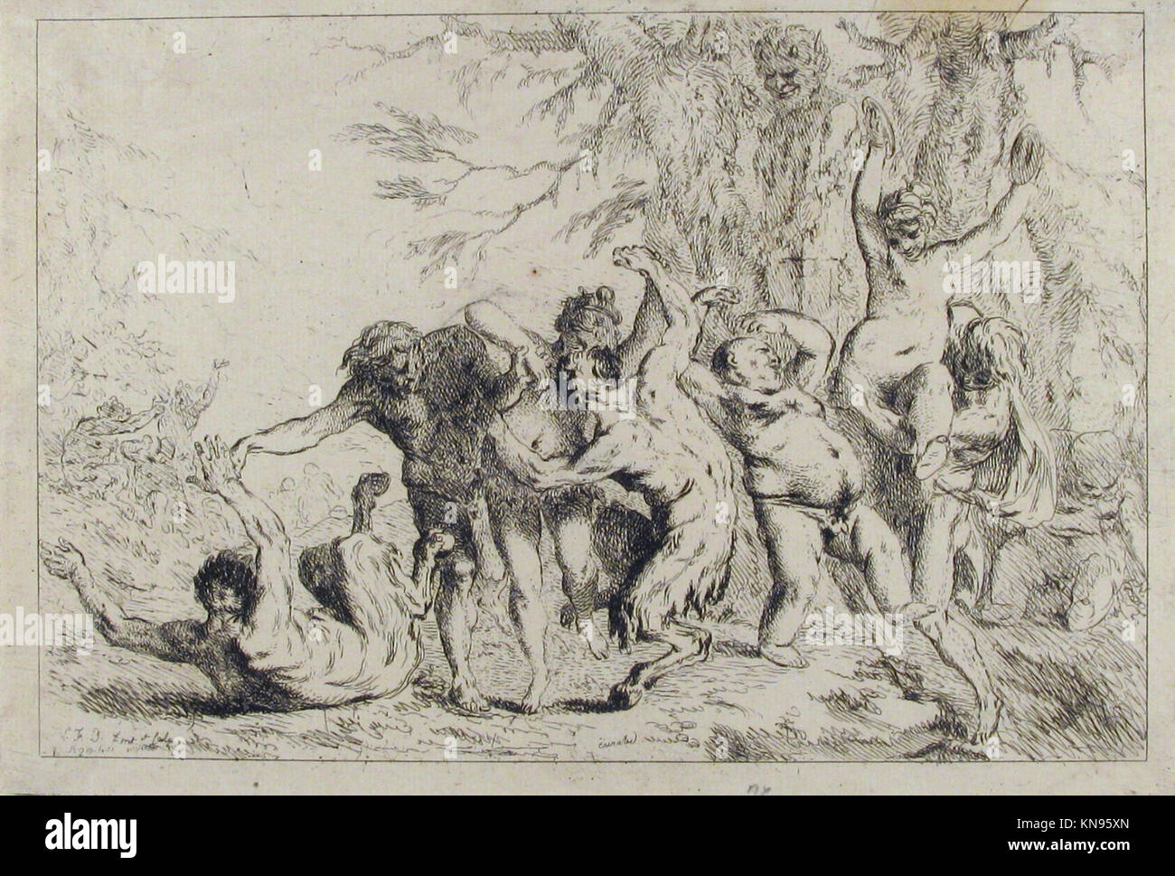 This painting depicts a Bacchanal, a scene inspired by the Roman god ...