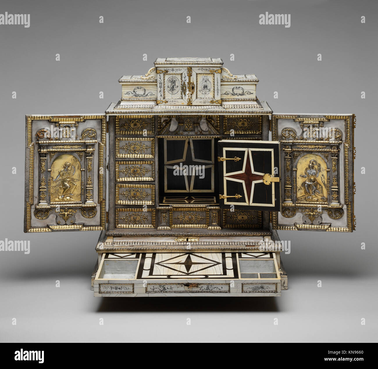 A German cabinet crafted by Melchior Baumgartner's workshop, featuring ...