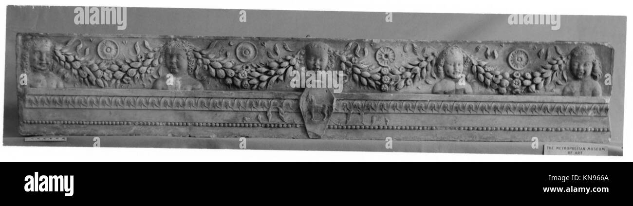 This architectural frieze features decorative relief sculpture ...