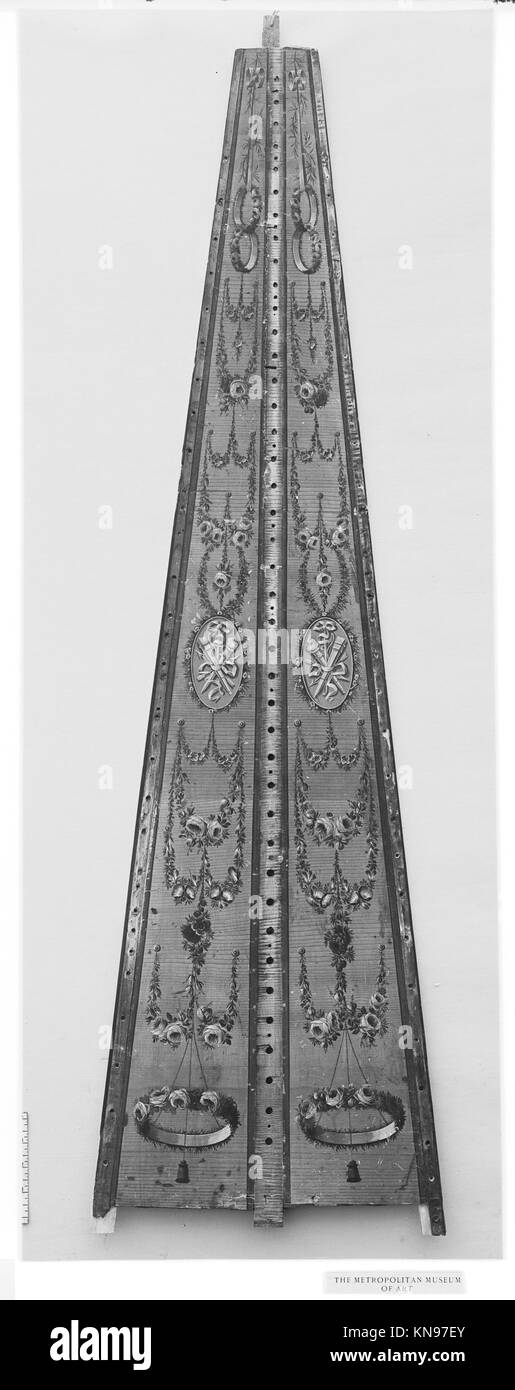 This 18th-century French wooden harp panel displays intricate ...