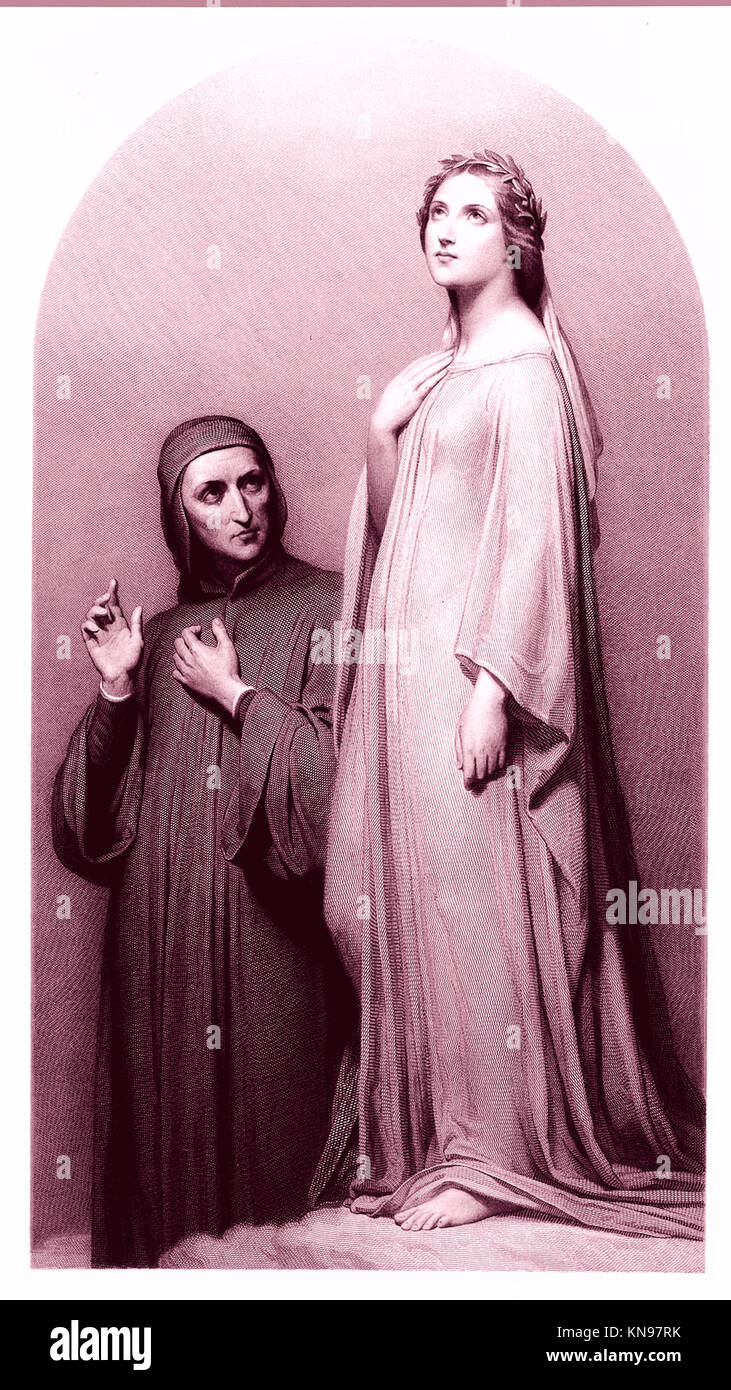 This artwork depicts the literary figures Dante and Beatrice ...
