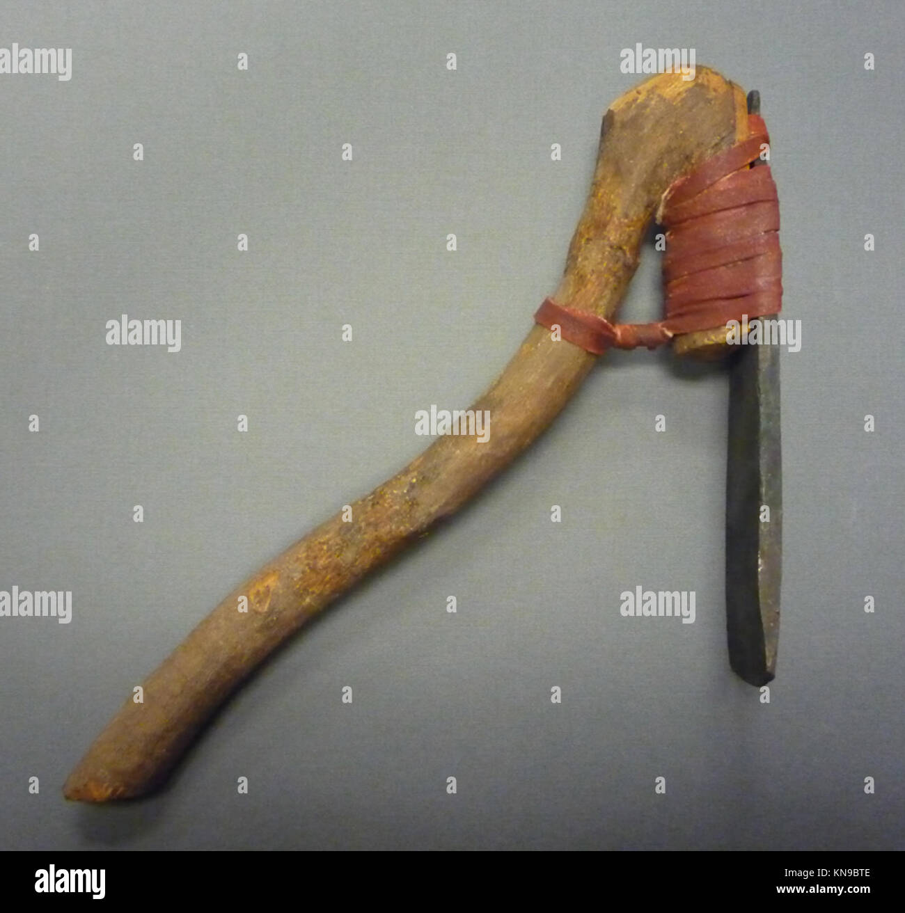 An ancient adze, displayed in the Metropolitan Museum of Art. The tool ...