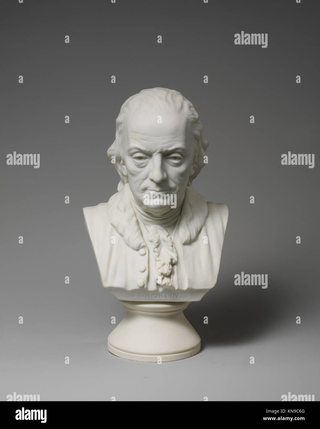 This 1876 bust of Benjamin Franklin, crafted from Parian porcelain, was ...