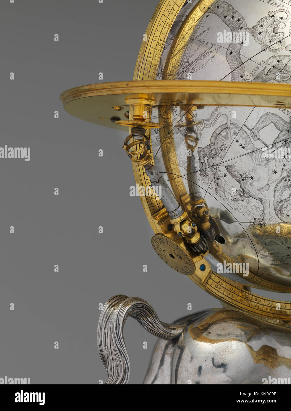 This celestial globe with clockwork mechanics shows positions of stars ...