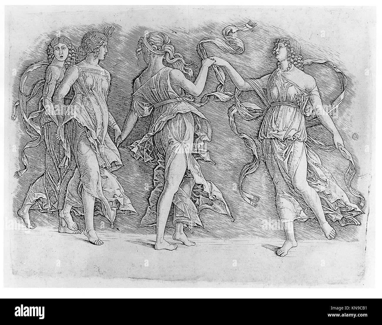 A depiction of four dancing muses illustrates classical art, mythology ...
