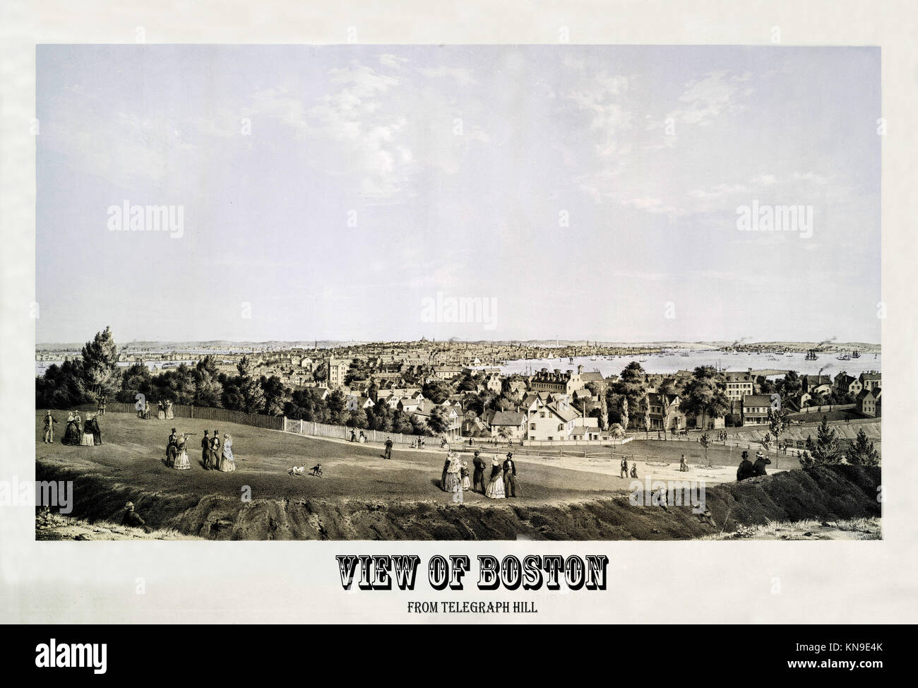 19th century view of Boston Stock Photo - Alamy