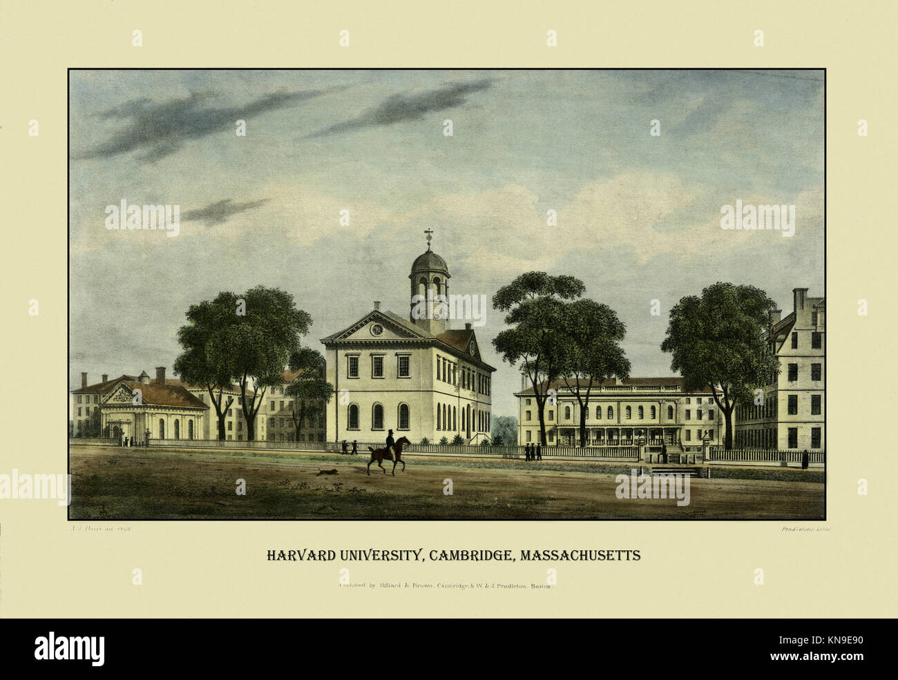 19th century view of Harvard University Stock Photo - Alamy